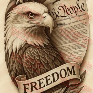 3D Illusion Freedom Eagle PNG – Constitution & Stars Laser Engraving ...