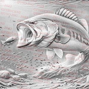 Largemouth & Smallmouth Bass Fishing: 3D Illusion PNG Digital Design ...