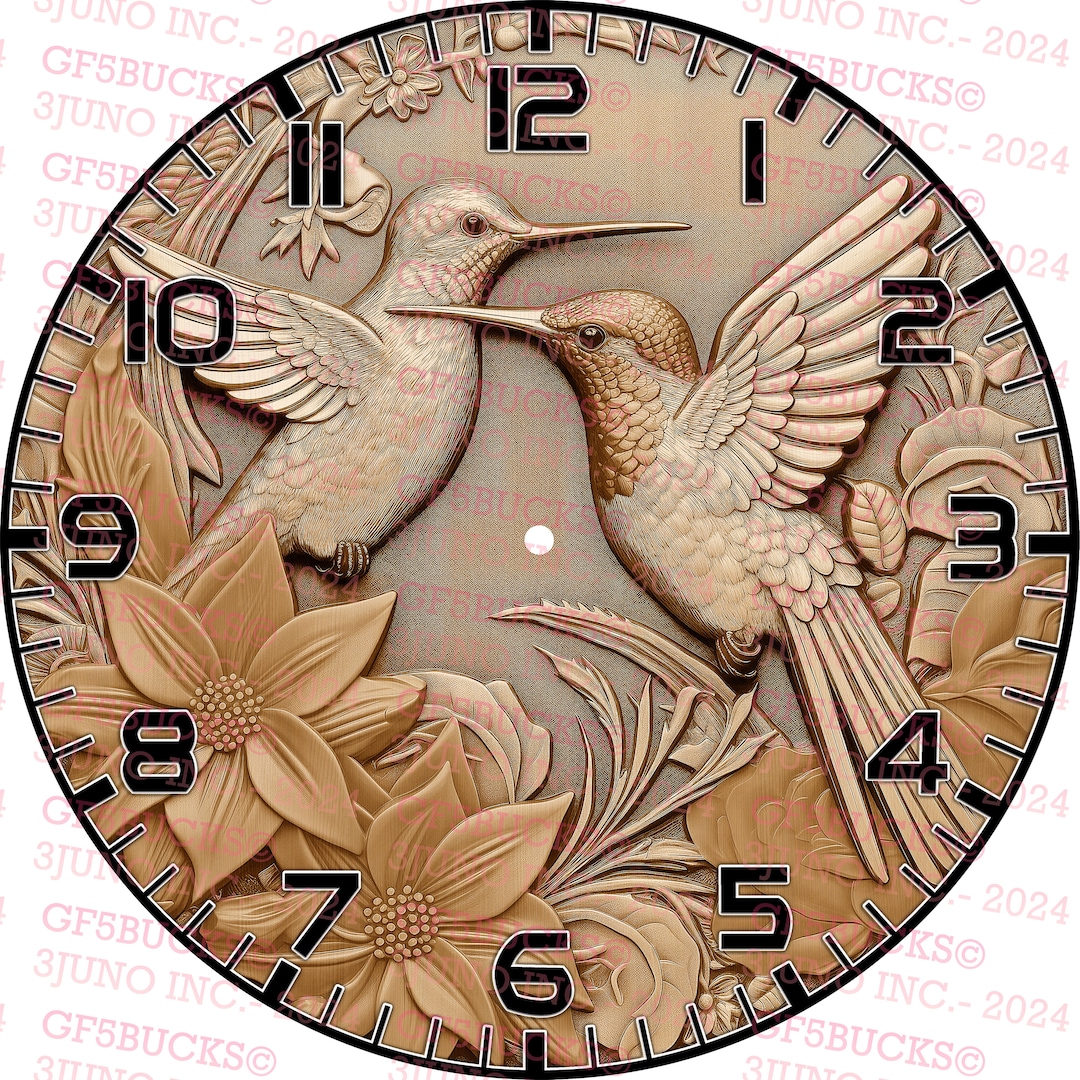 3D Illusion Hummingbirds Clock | Laser PNG Digital File | Instant ...