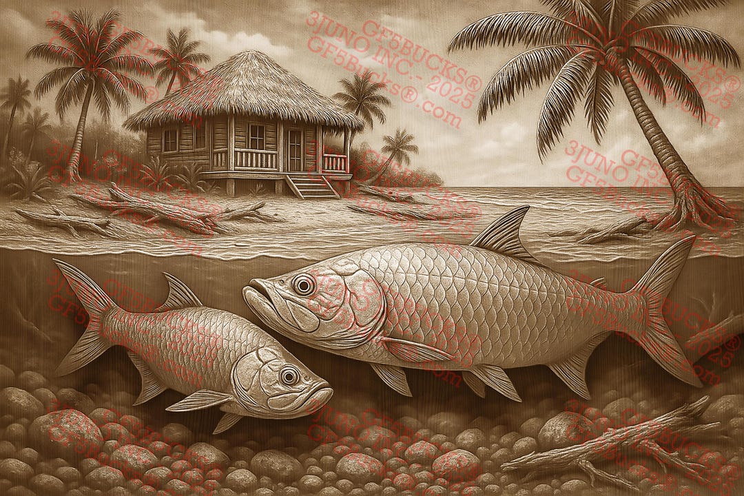 3D Illusion Tarpon PNG, 14x9.3 Inch Laser Engraving File, Ocean Fish ...