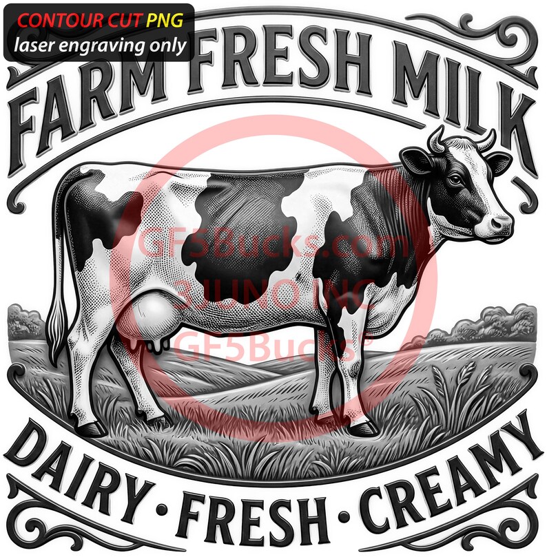 3D Illusion Dairy Cow Art for Laser Engraving | PNG Digital File | 13 ...