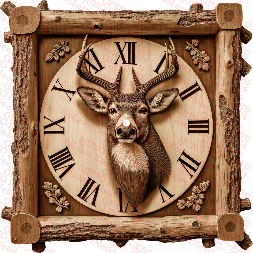 Whitetail Deer Clock 3D Illusion Engraving Digital File Instant ...