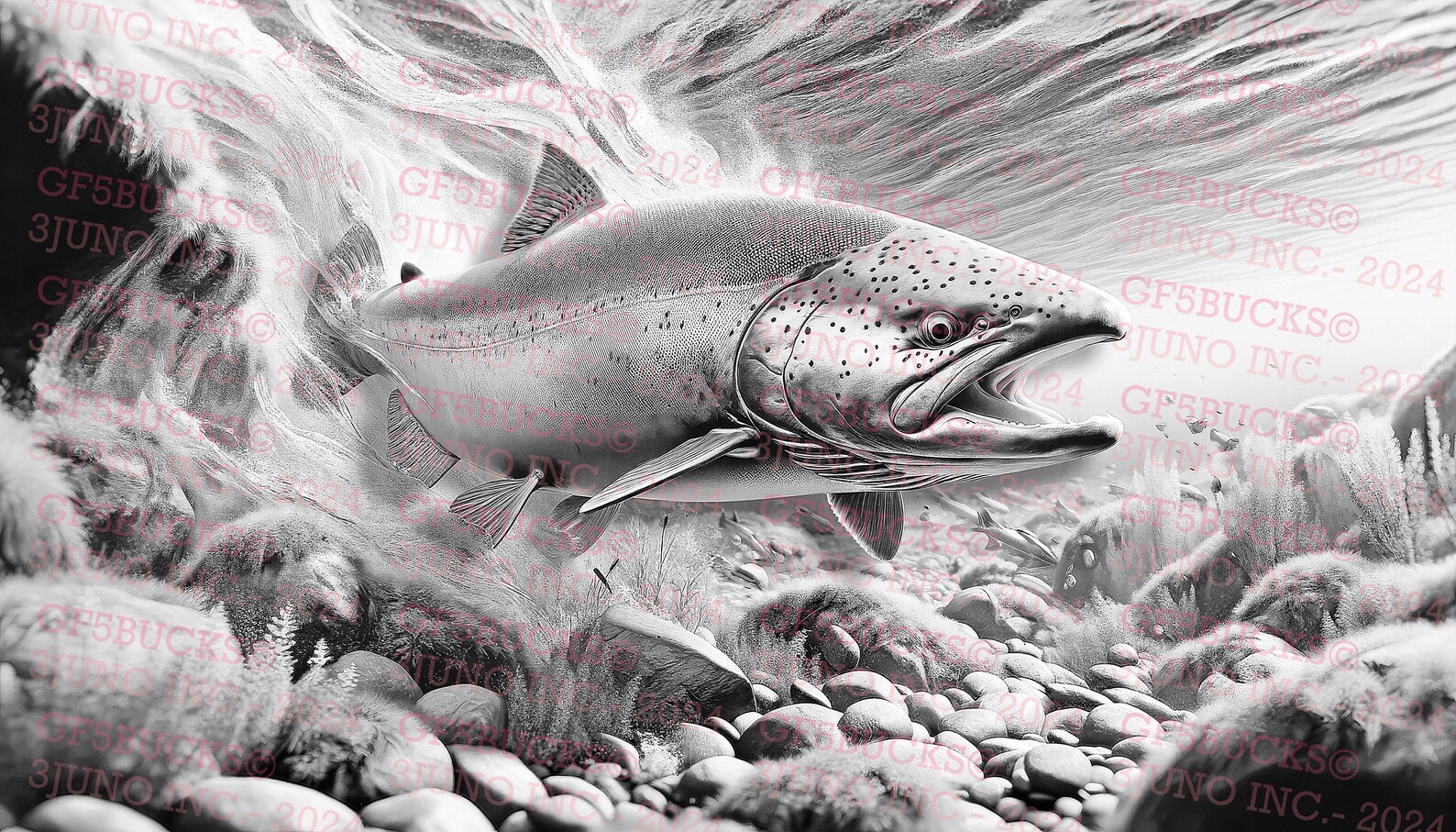 King Salmon 3D Illusion Digital File - Laser Engraving Ready (instant ...