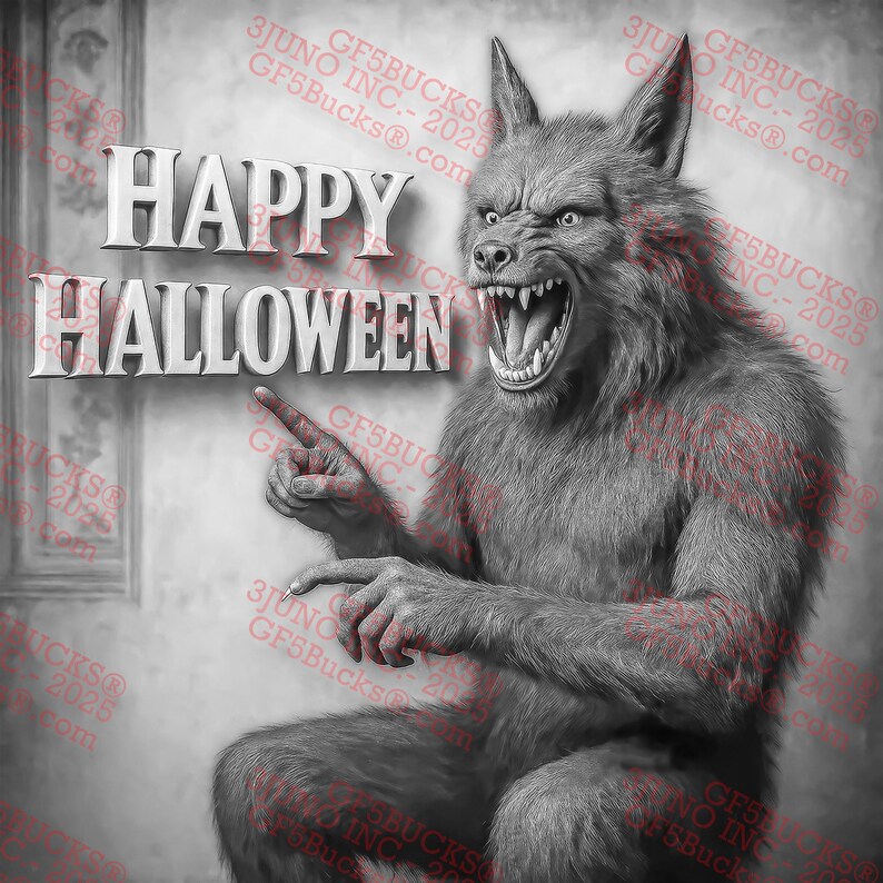 3D Illusion Werewolf PNG – Halloween Greeting Design – Laser Engraving ...