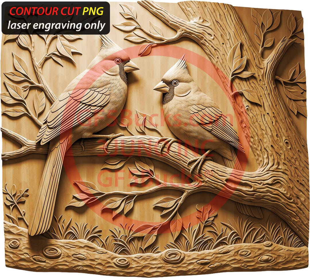 3D Illusion Laser-ready PNG | Cardinal Birds | Ultra-realistic ...