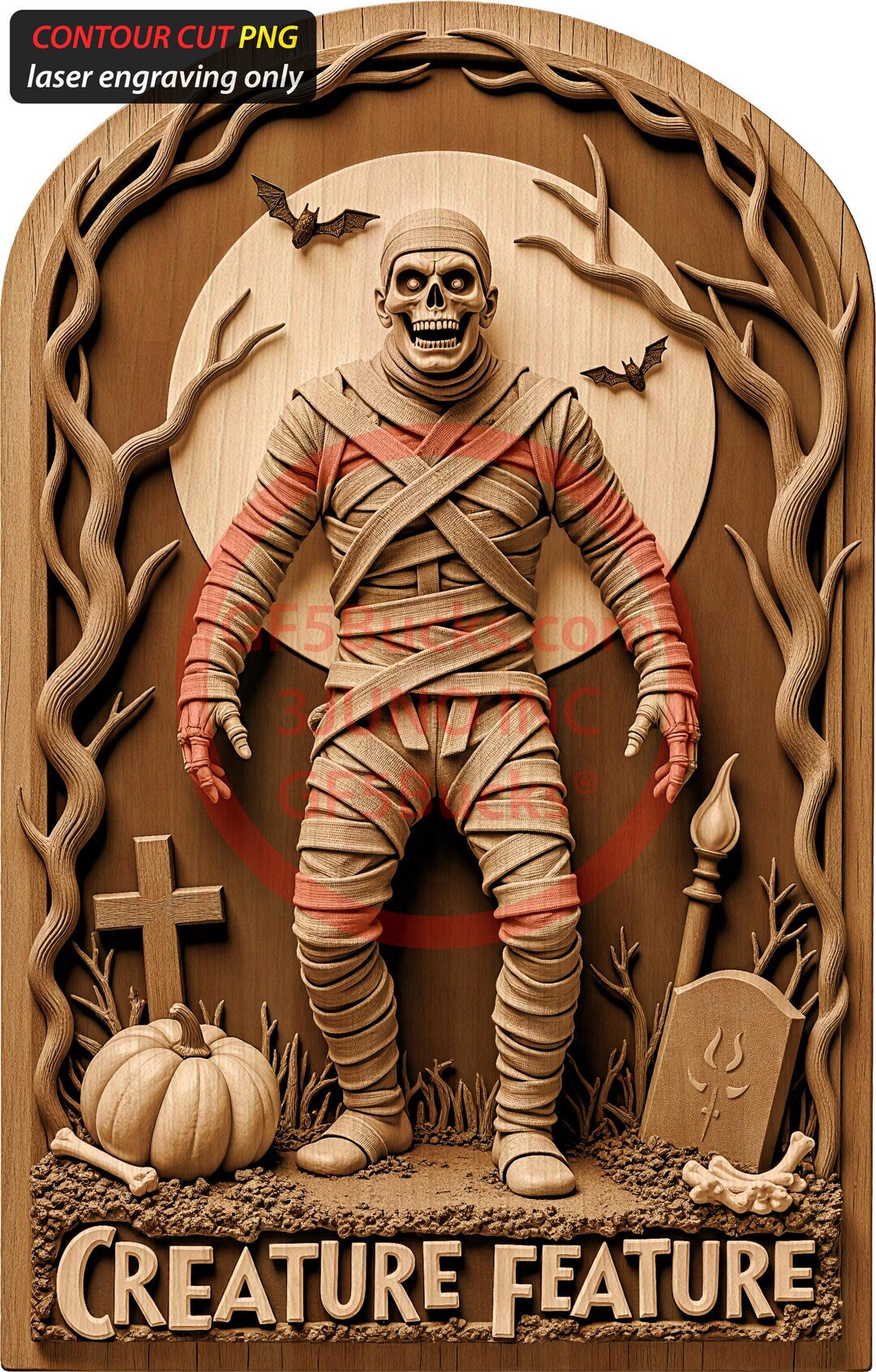 3D Illusion Mummy Horror PNG – Creature Feature Halloween Plaque – 8 ...