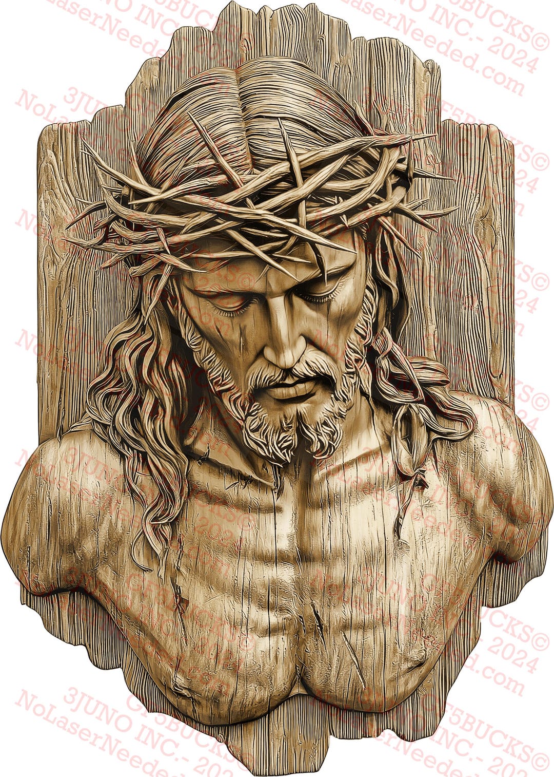 3D Illusion Jesus Christ Art, Religious Wall Decor, Crown of Thorns ...