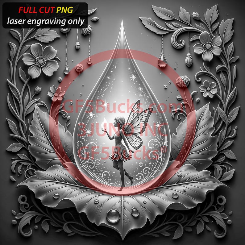 3D Illusion Water Drop Fairy Art for Laser Engraving | PNG Digital File ...