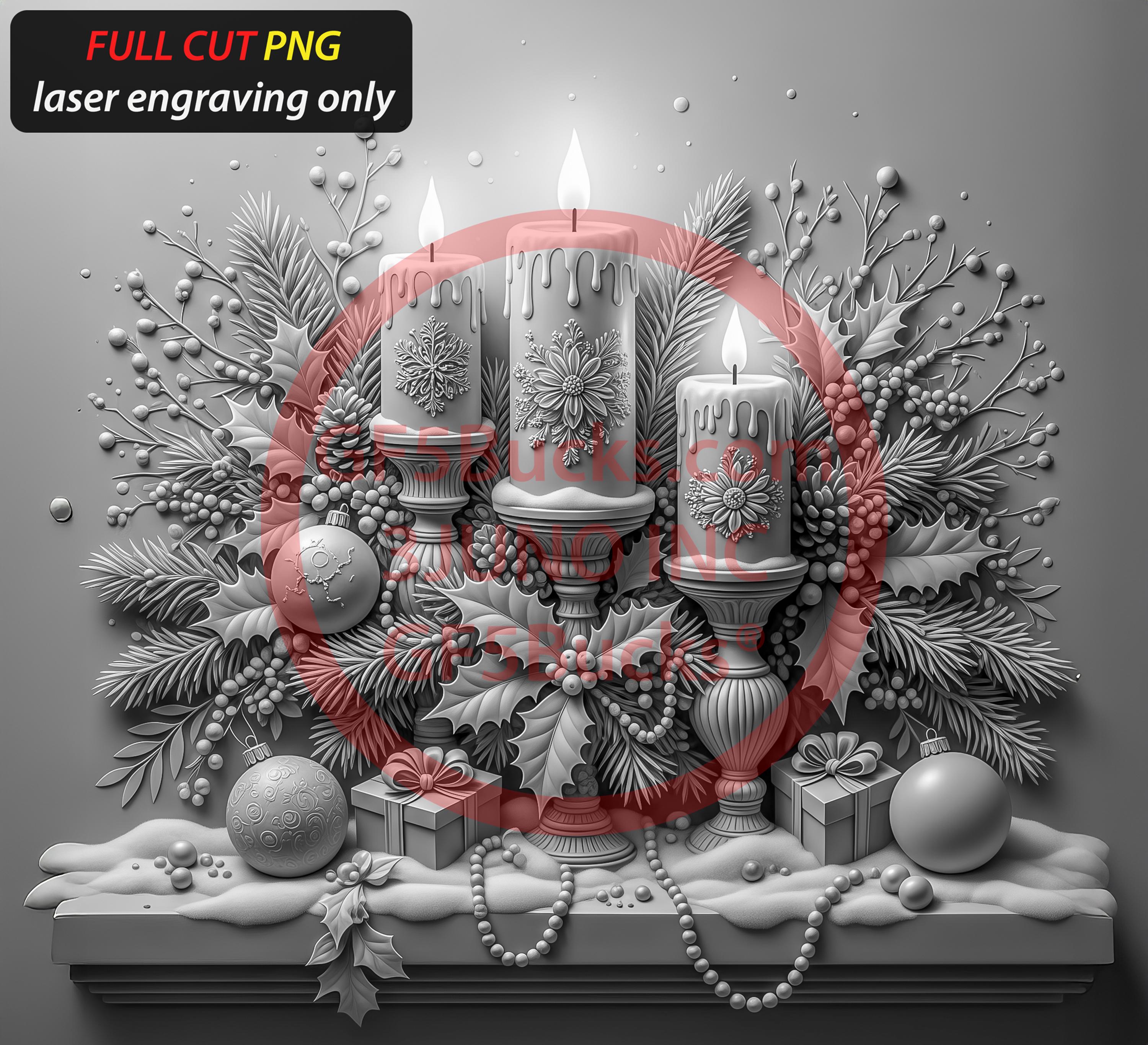 3D Illusion Christmas Scene Art for Laser Engraving | PNG Digital File ...