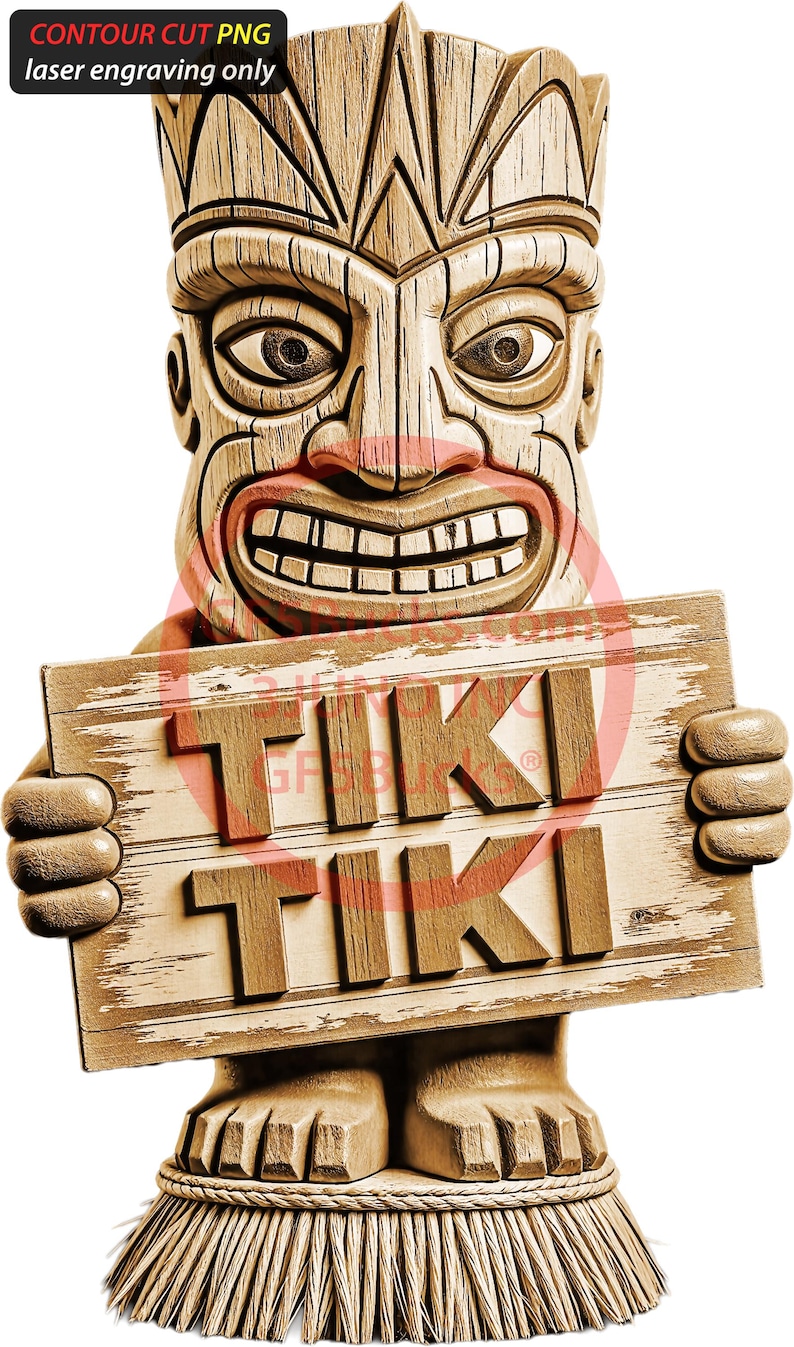 3D Illusion Tiki Statue Art for Laser Engraving | PNG Digital File | 8 ...