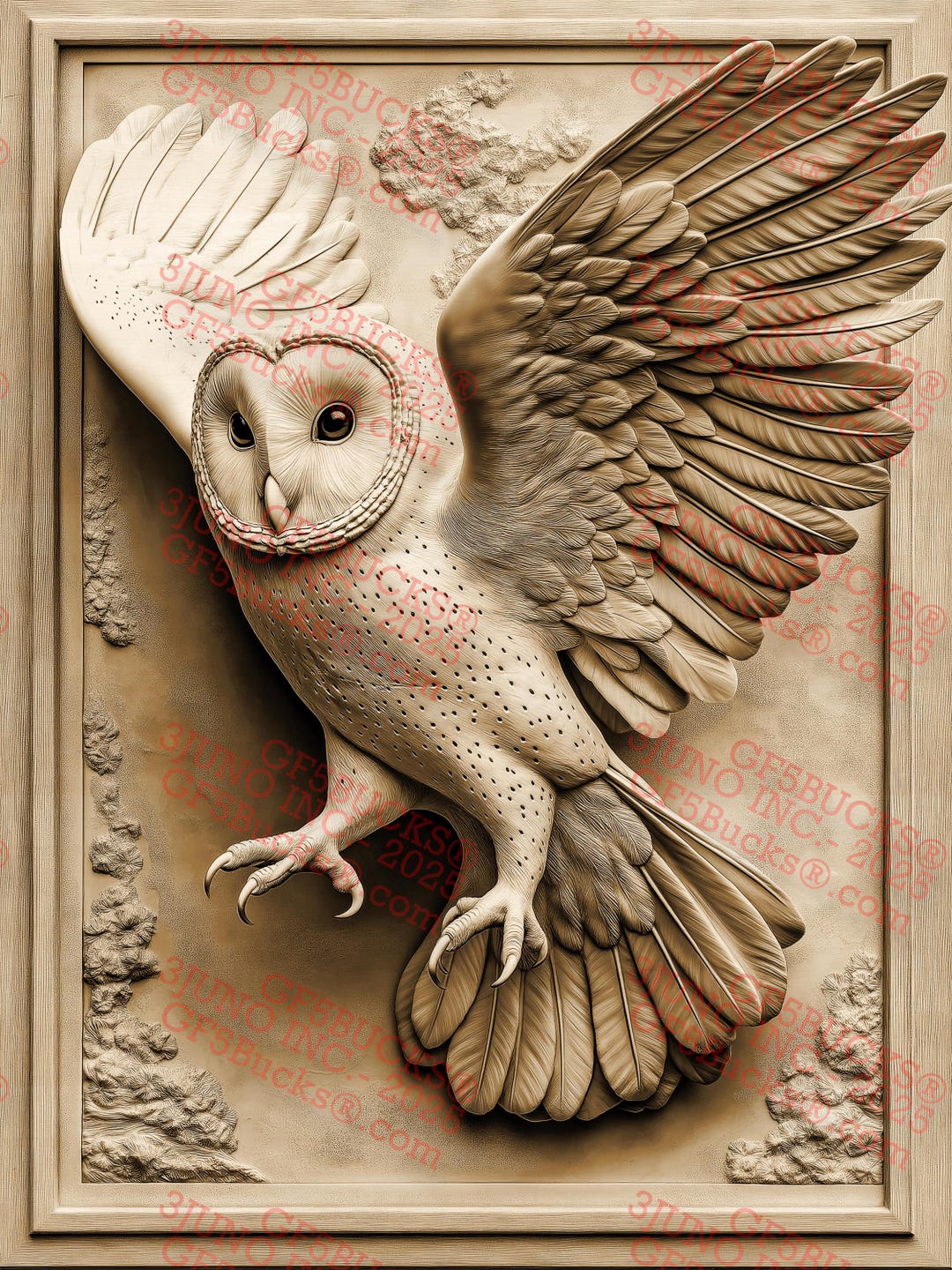 Barn Owl 3D Illusion Laser Engraving PNG Digital Design File (10.5x14in ...