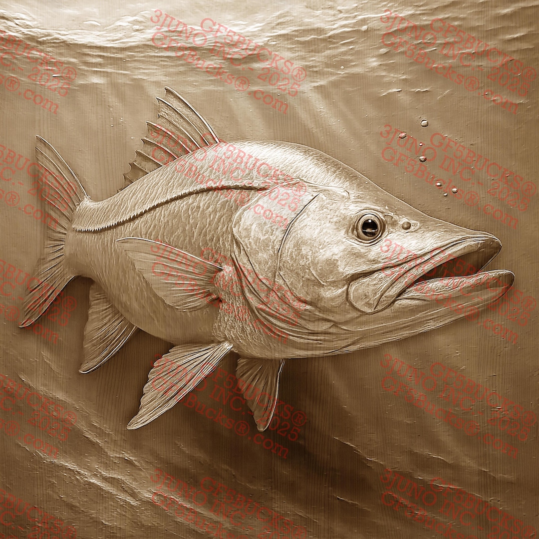 3D Illusion Snook PNG for Laser Engraving – Underwater Game Fish With ...