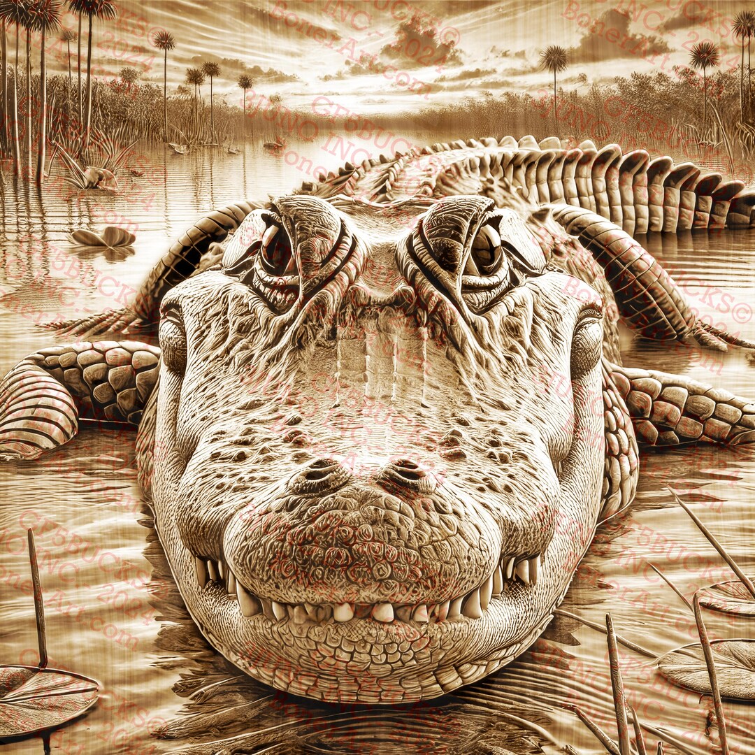 Gator, Alligator 3D Illusion Art - Wildlife, Swamp Deco | Laser Burn ...