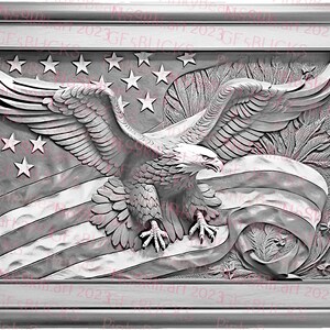 Patriotic Eagle Flag Framed 3D Illusion Digital Design File - Laser ...