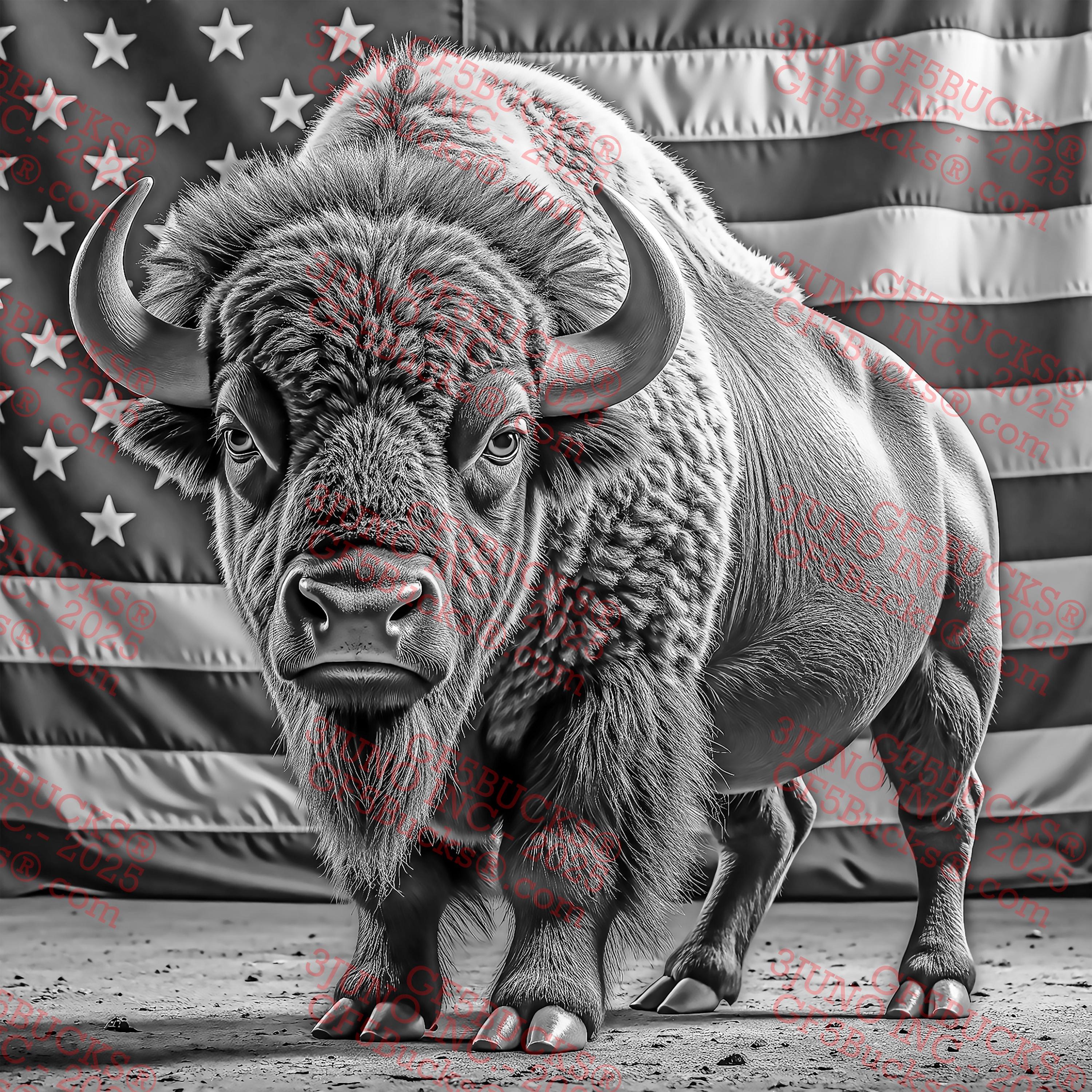 3D Illusion American Bison PNG – Patriotic Buffalo Laser Engraving ...