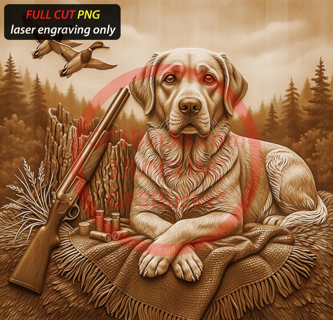3D Illusion Labrador Hunting Dog Art for Laser Engraving | PNG Digital ...
