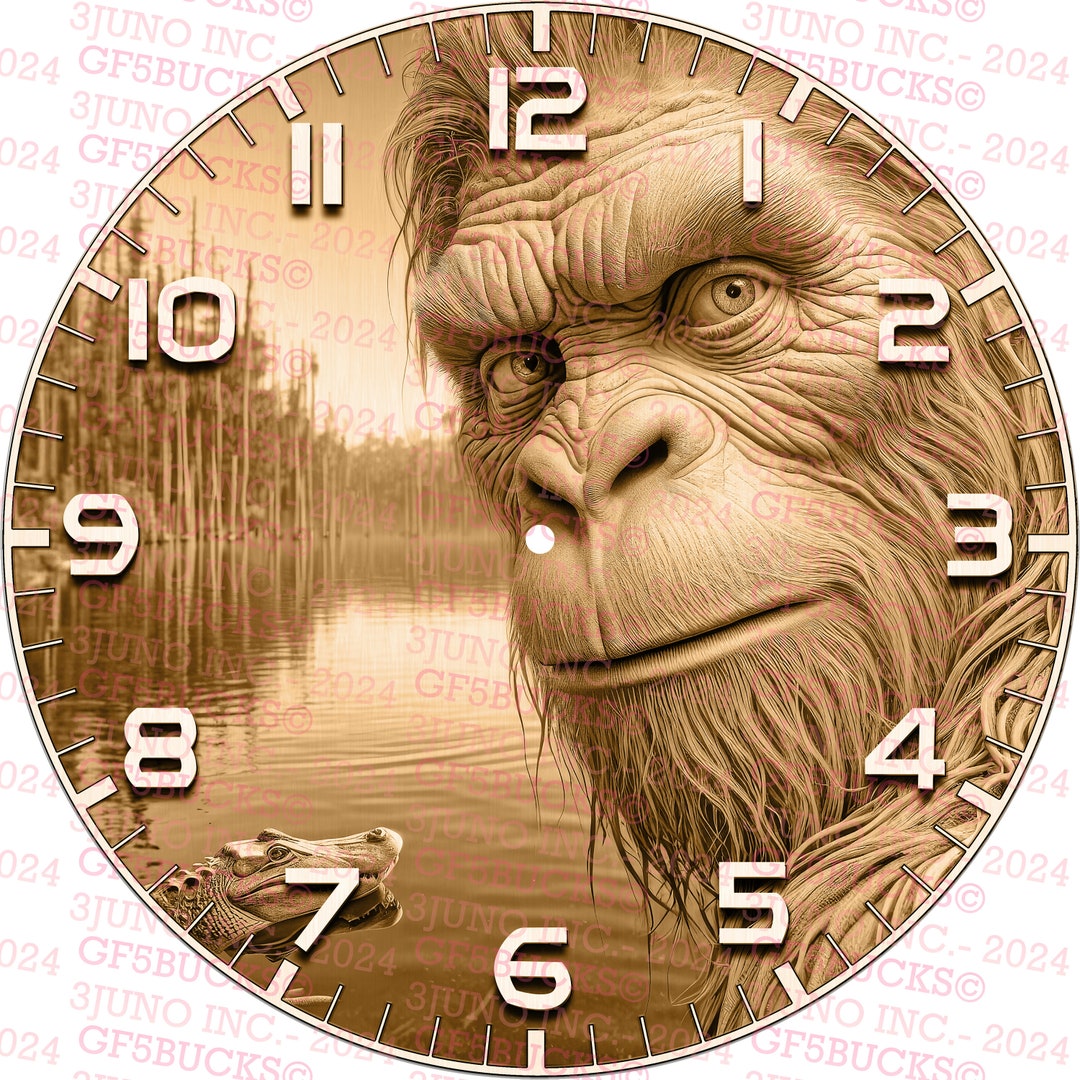 Sasquatch | Bigfoot Clock 3D Illusion Engraving Digital File Instant ...