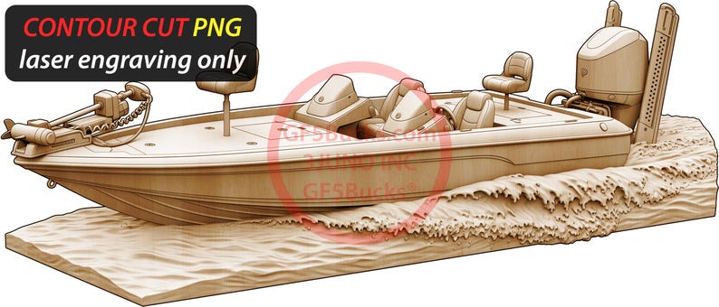 3D Illusion Bass Boat Art for Laser Engraving | PNG Digital File | 14 ...