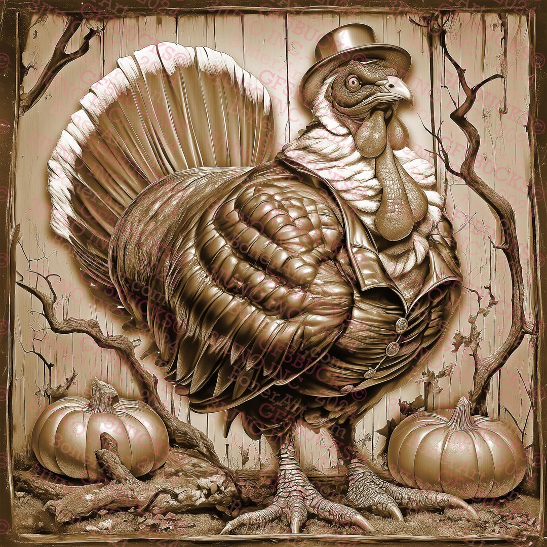 Wild Turkey, Thanksgiving - Laser Burn PNG | 3D Illusion | Engrave ...