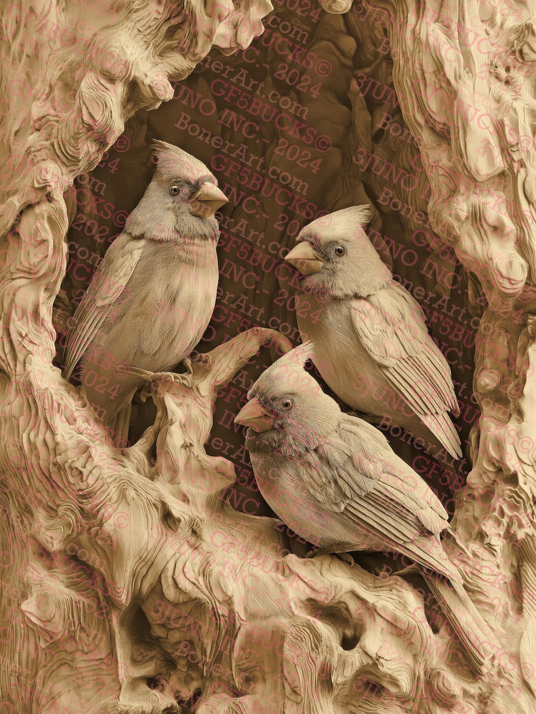 Cardinal Birds - Laser Burn PNG | 3D Illusion | Engrave | Laser Ready ...