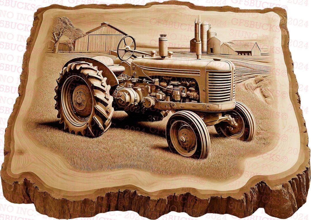Tractor, Farm, Ranch - Laser Burn PNG | 3D Illusion | Engrave | Laser ...