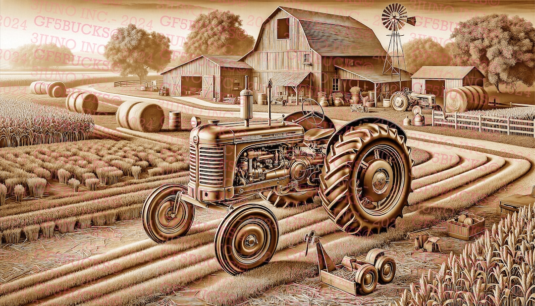 Tractor, Farm, Ranch - Laser Burn PNG | 3D Illusion | Engrave | Laser ...