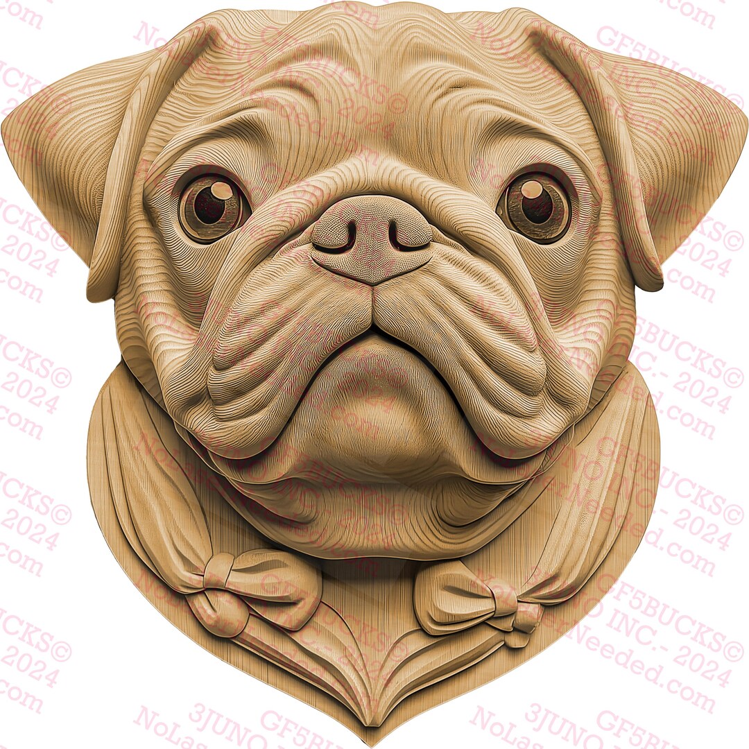 3D Illusion Adorable Pug Art | Digital File PNG | 14x14 - Etsy