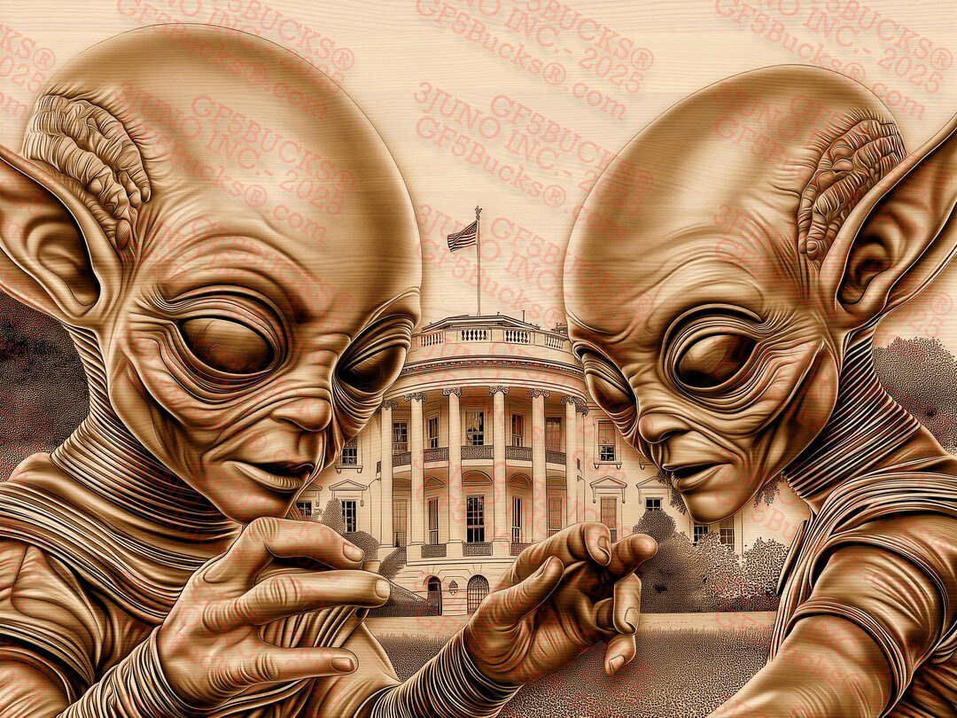 3D Illusion Alien Encounter White House PNG | Engraving PNG | Engraving ...