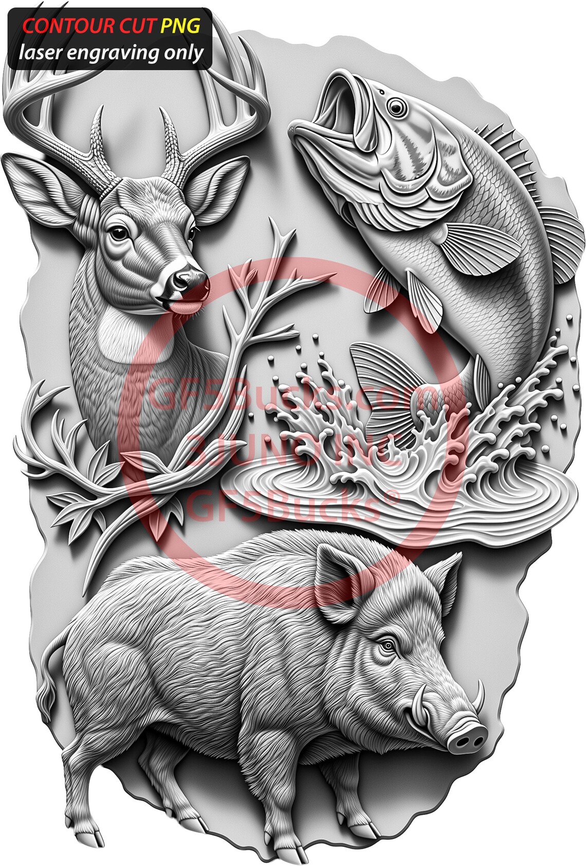 3D Illusion Laser-ready PNG | Hunting Fishing | Ultra-realistic ...