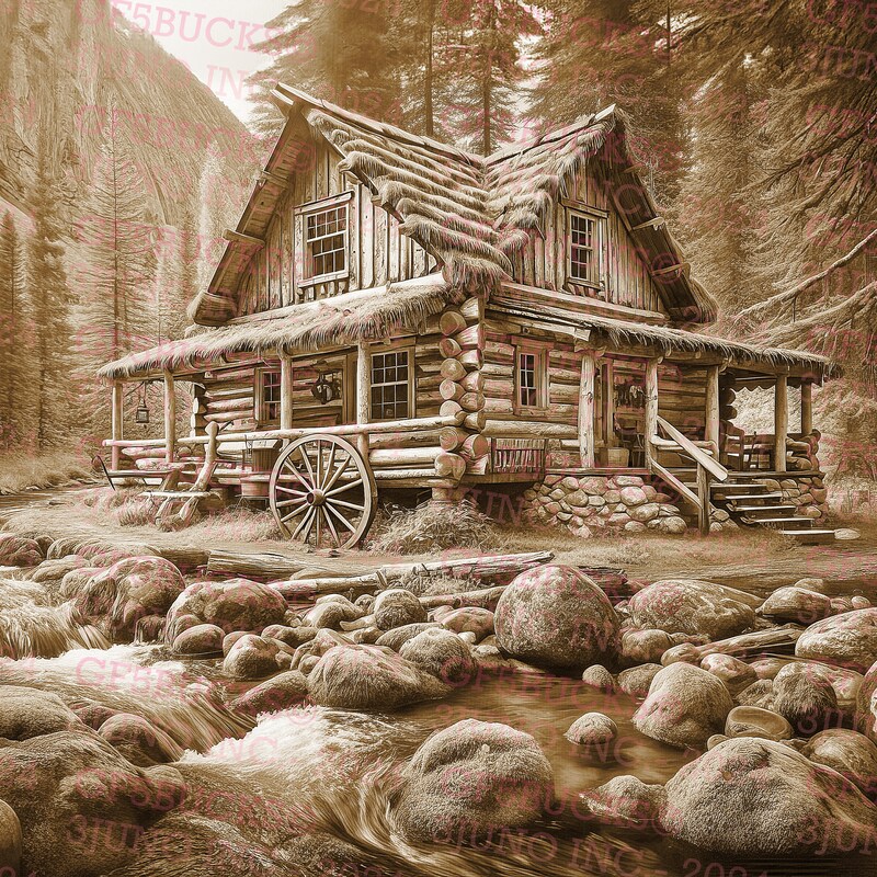 Log Cabin Art - Etsy