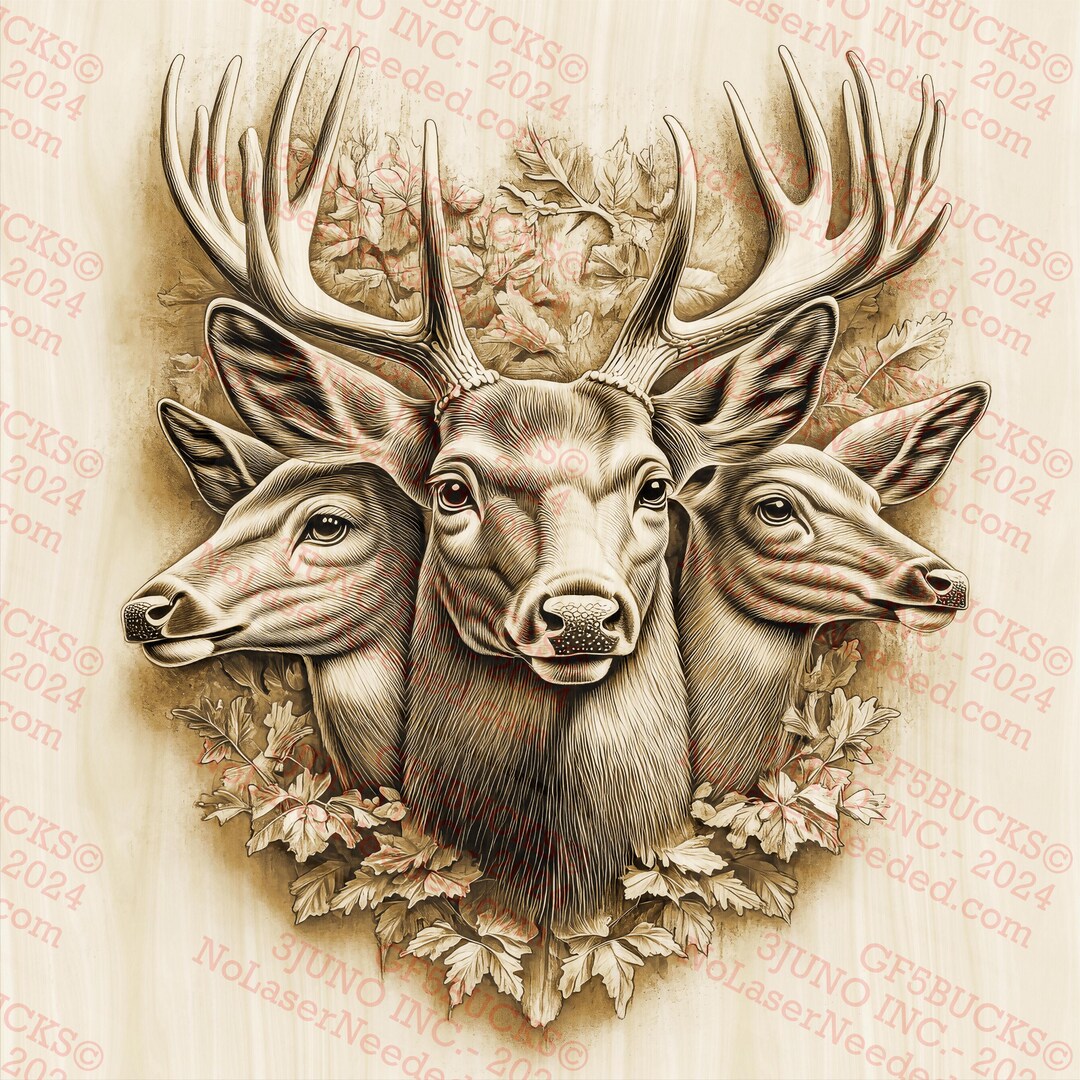 3D Illusion Deer Family Art, Rustic Wildlife Wall Decor, Deer With ...