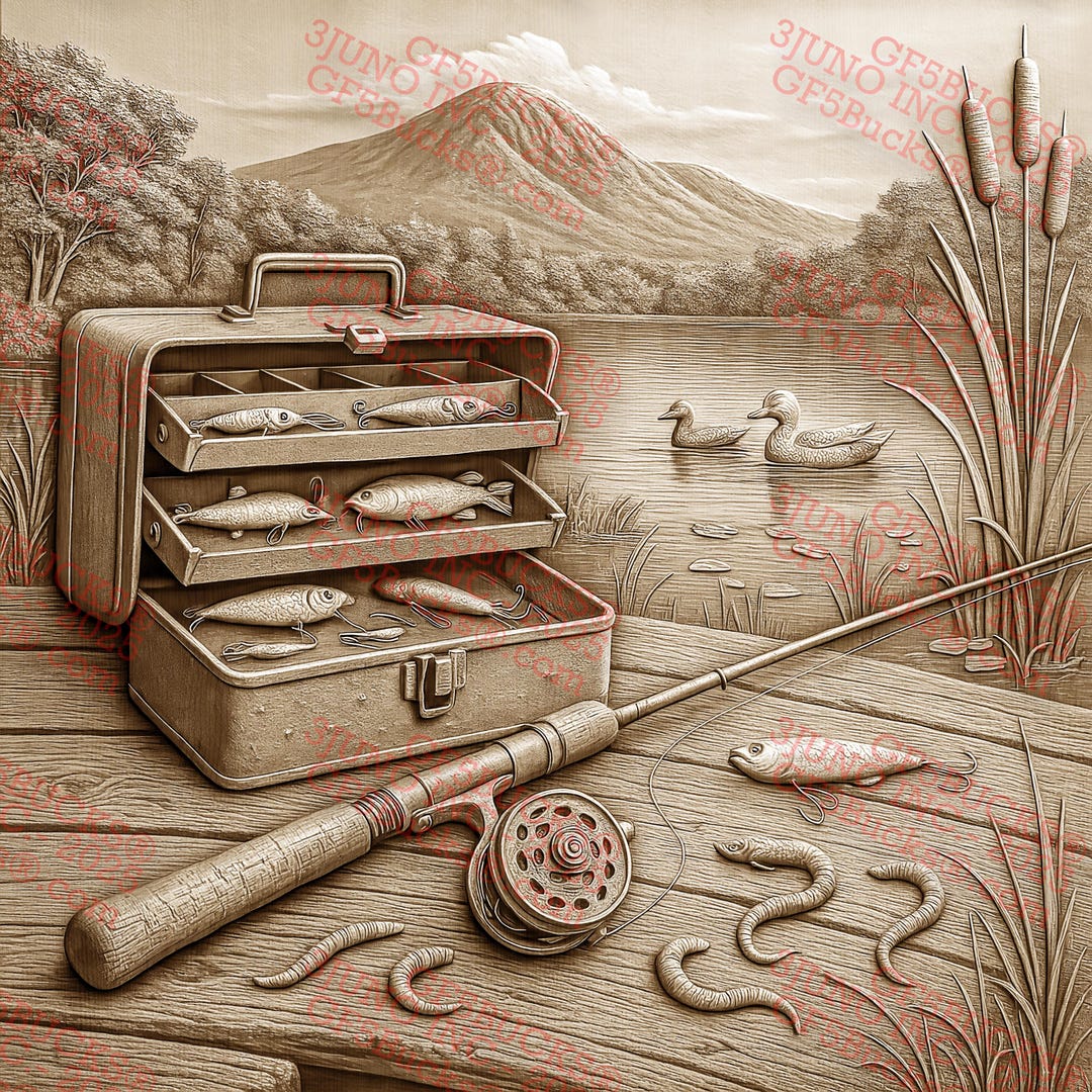 3D Illusion Tackle Box PNG, 14x14 Inch Laser Engraving File, Fishing ...