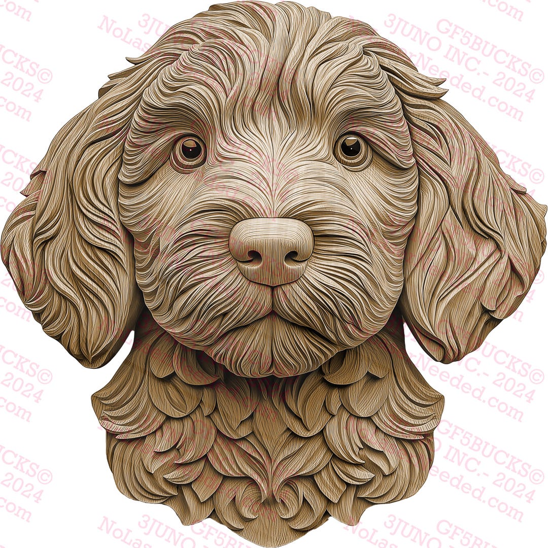 3D Illusion Labradoodle Dog Art Digital Download for Laser Engraving ...