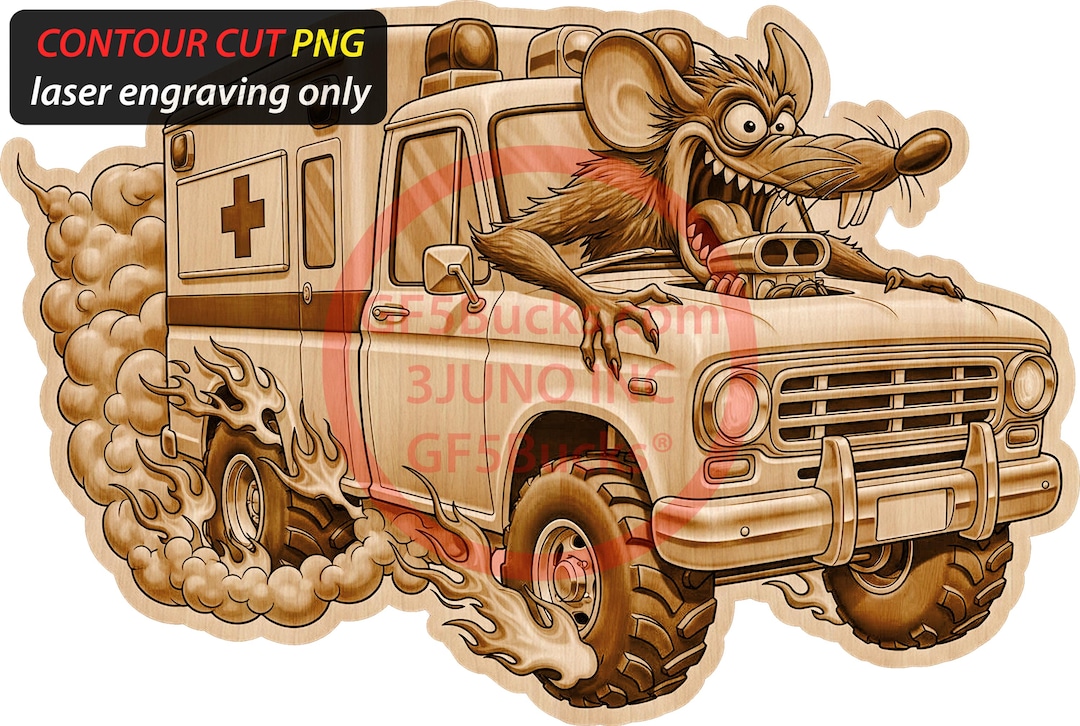 3D Illusion Smokin' Steel Ambulance Hot Rod Art for Laser Engraving ...