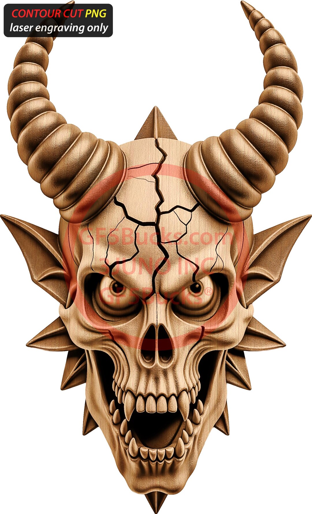 3D Illusion Demon Skull PNG – Horned Evil Silhouette for Laser ...