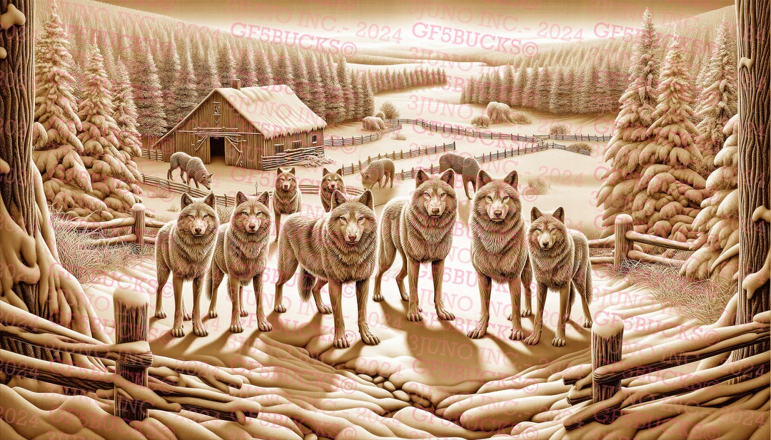 Wolf Pack - Laser Burn PNG | 3D Illusion | Engrave | Laser Ready ...