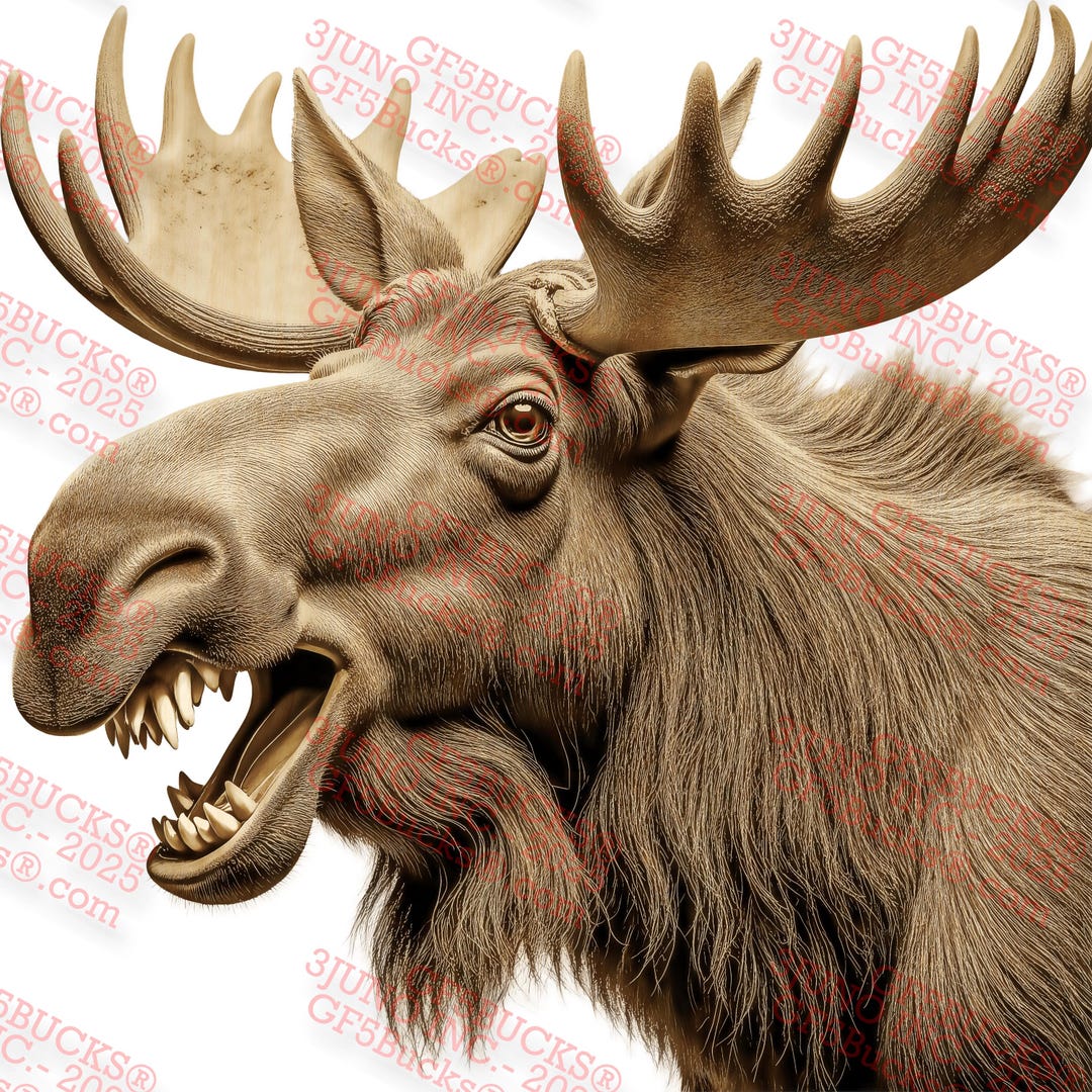 3D Illusion Moose PNG – Aggressive Wildlife Engraving Design – Hunting ...