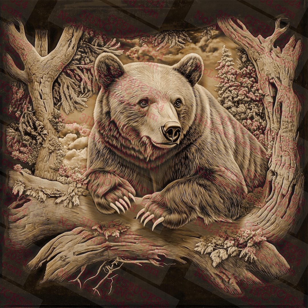 Black Bear 3D Illusion | Wildlife Laser Engraving Digital File | Forest ...