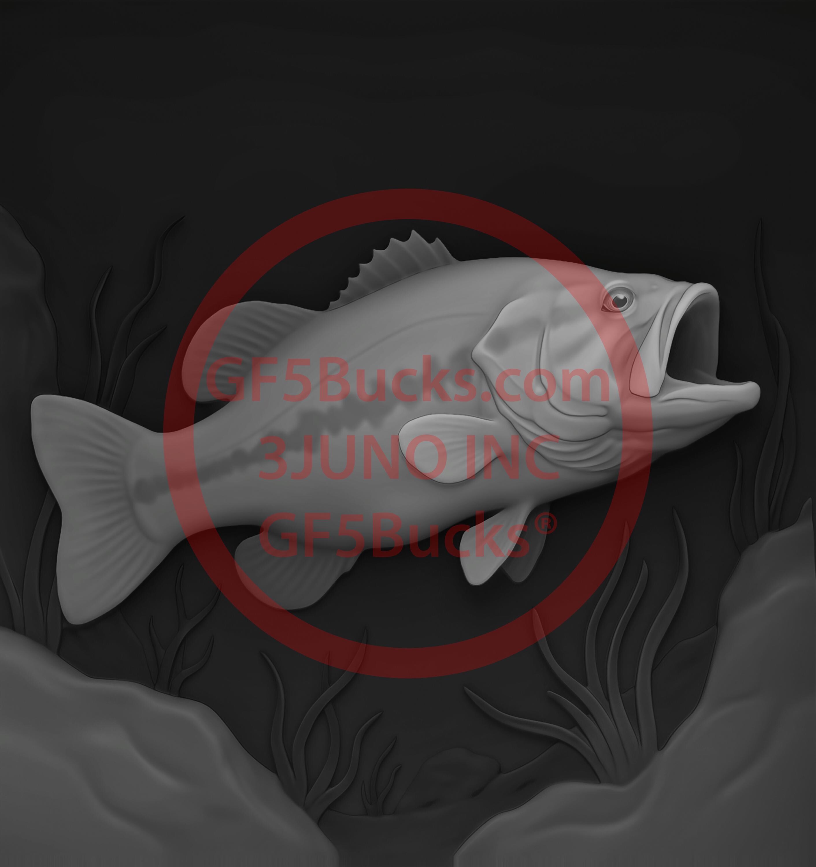 Largemouth Bass Bas-relief STL – High-detail Cnc Relief Model – Zipped ...