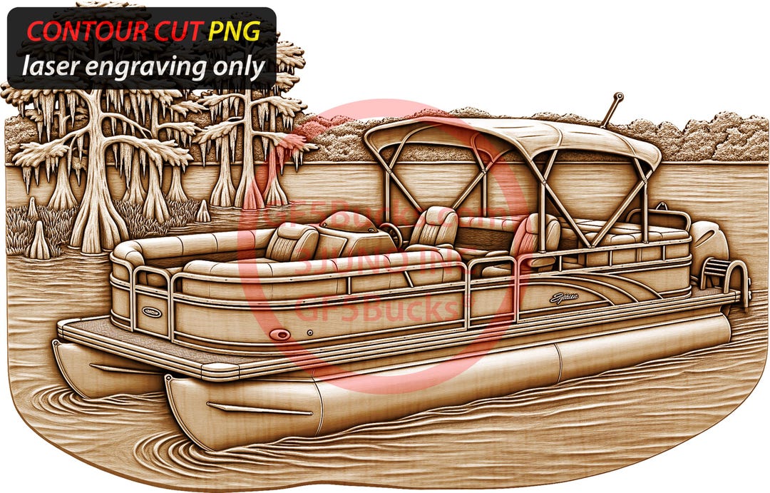 3D Illusion Pontoon Boat Art for Laser Engraving | PNG Digital File ...