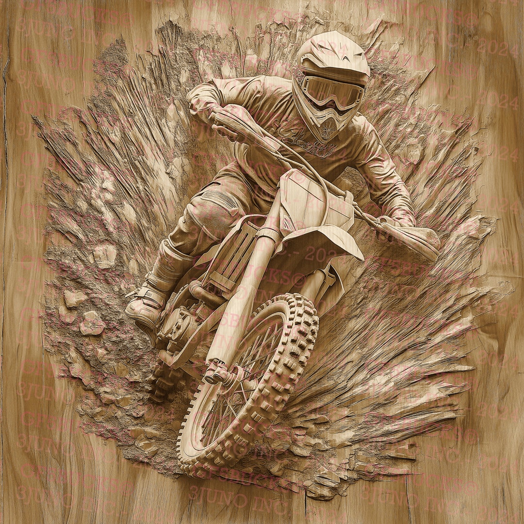 3D Illusion Motocross, Dirt Bike - Instant Download PNG File for Laser ...