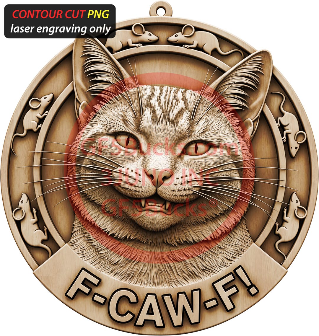 3D Illusion F-CAW-F! Smiling Cat Art for Laser Engraving | PNG Digital ...