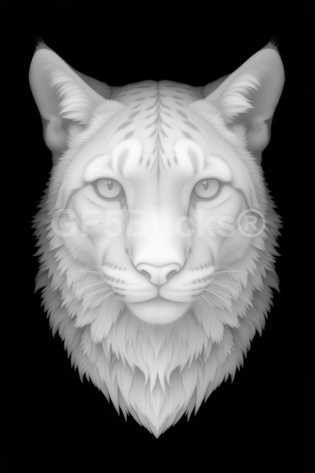 3D Illusion Mountain Lion Bust Depth Map PNG or TIFF (zipped) – 16-bit ...