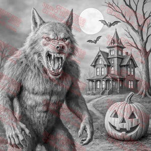 3D Illusion Werewolf PNG – Haunted Halloween Scene for Laser Engraving ...