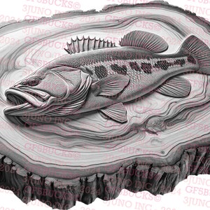 Bass Fishing - Laser Burn PNG | 3D Illusion | Engrave | Laser Ready ...
