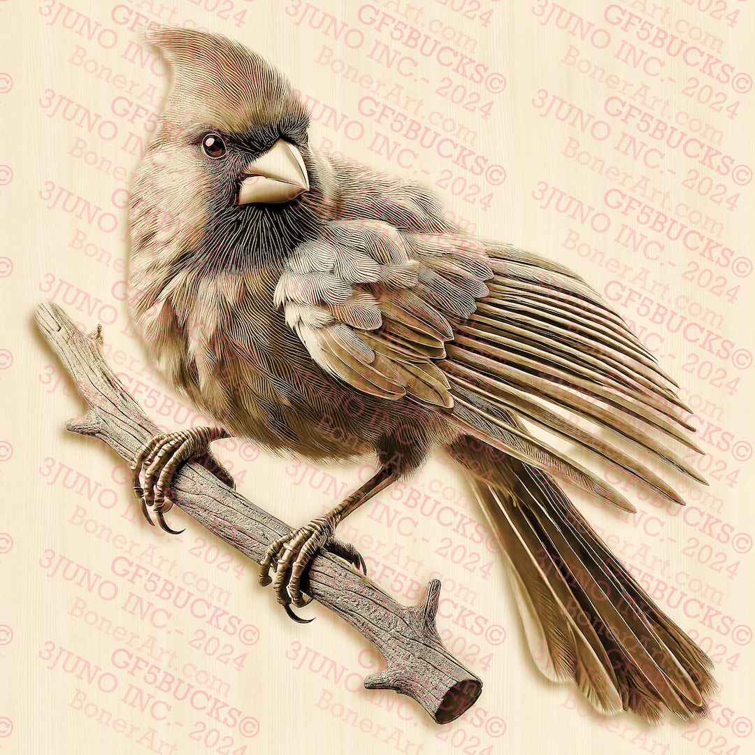 Cardinal - Laser Burn PNG | 3D Illusion | Engrave | Laser Ready ...