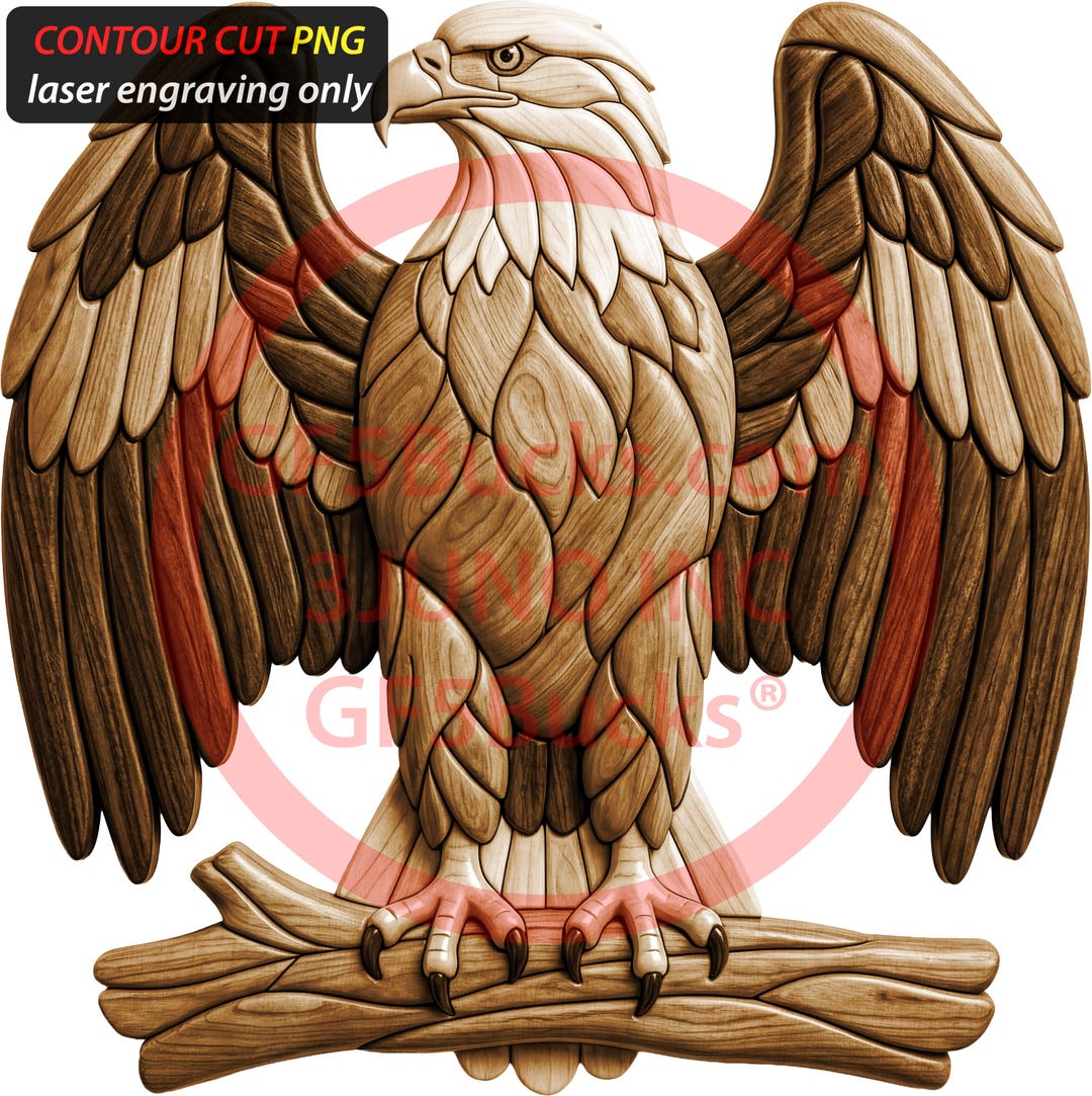 3D Illusion Eagle Inlay Art for Laser Engraving | PNG Digital File ...