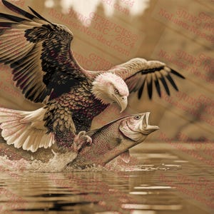 3D Illusion Eagle and Fish Art, Wildlife Wall Decor, Nature Scene With ...