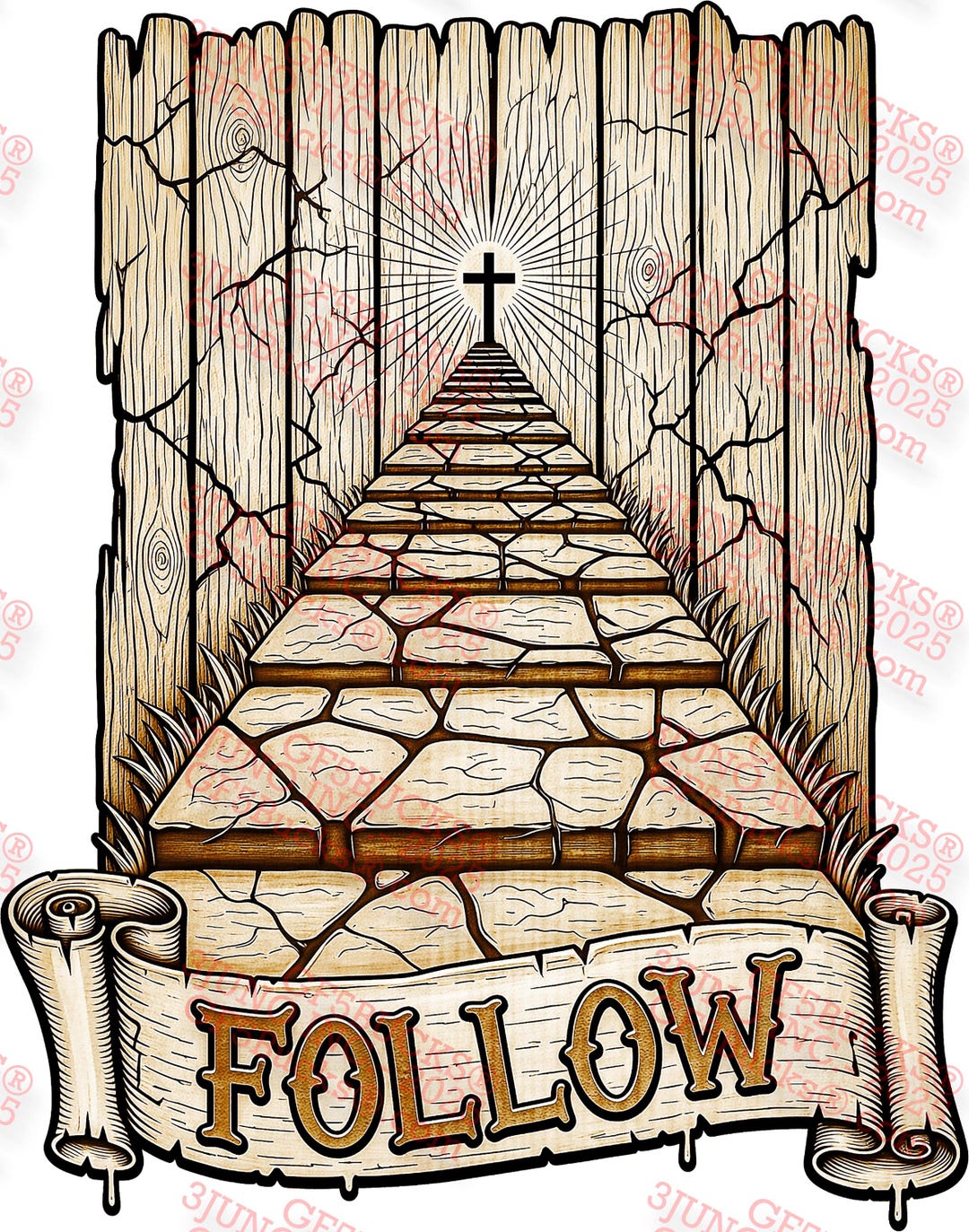 3D Illusion Follow Path PNG – Christian Walk Engraving Design – Eternal ...