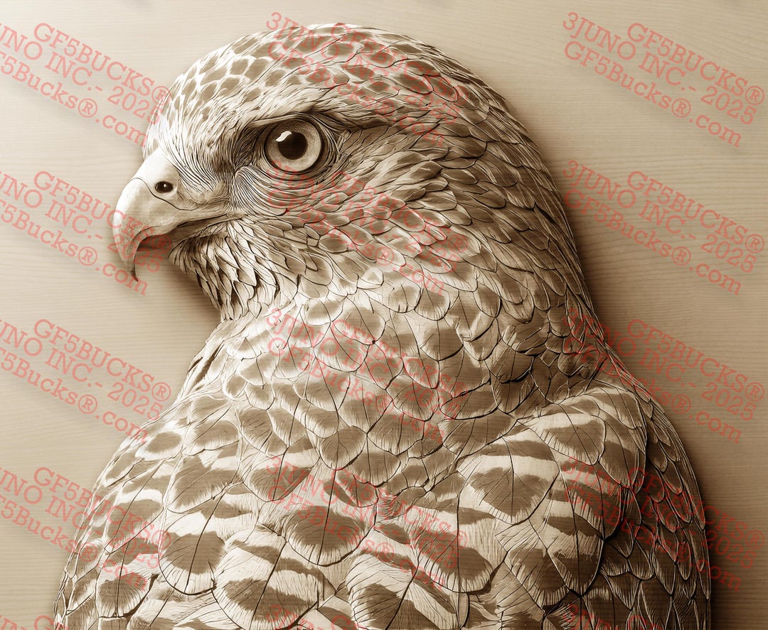 Falcon 3D Illusion Laser Engraving PNG (14x11.5in) – Gf5bucks® Wildlife ...